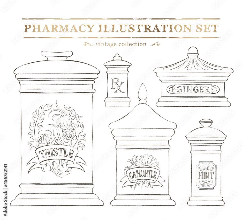 Coloring page with hand drawn digital illustrations of vintage ...