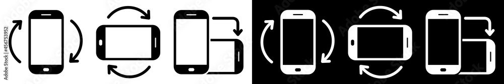 Set of rotate smartphone vector icons. Mobile phone screen rotation ...
