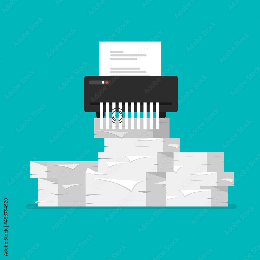 Paper shredder machine icon. Broken or torn confidential and private ...