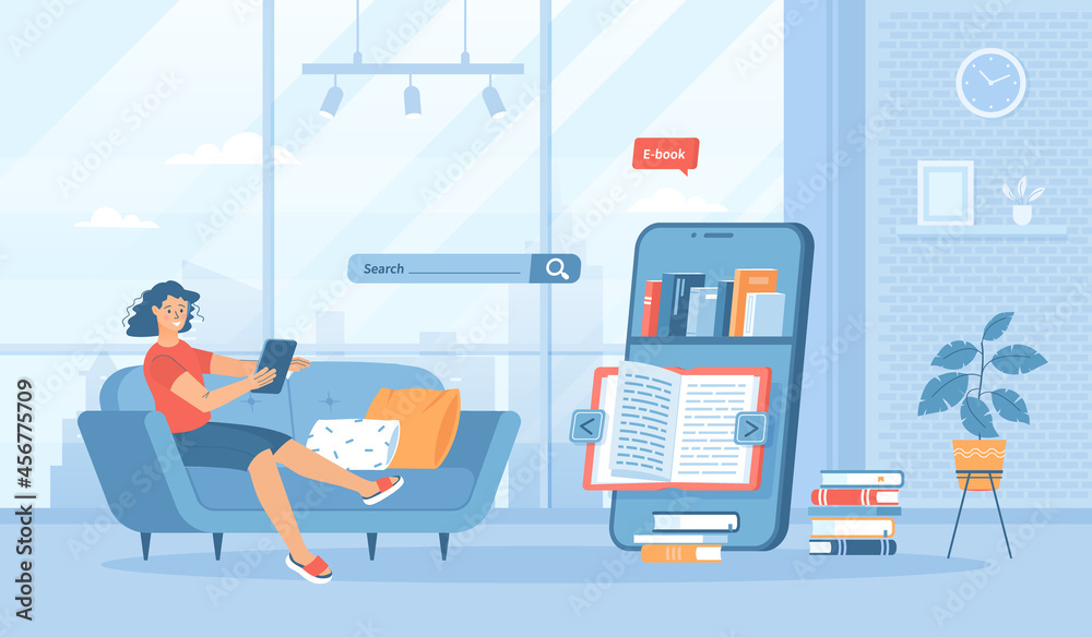 Online reading. Online service with e-books, library, education ...