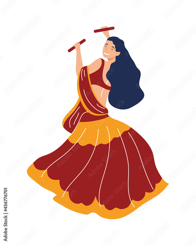 navratri girl dancer character Stock Vector | Adobe Stock