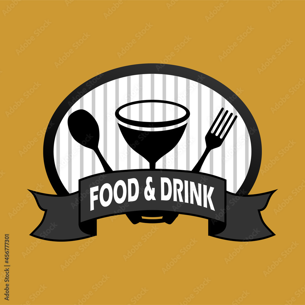 Food and drink logos. vector logo Illustration of cool spoon, fork ...