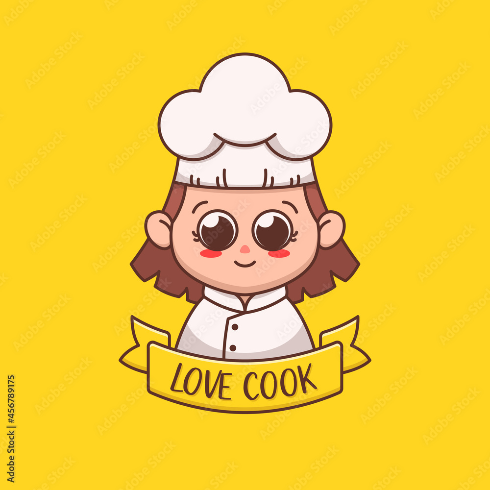 cute girl chef logo concept illustration Stock Vector | Adobe Stock