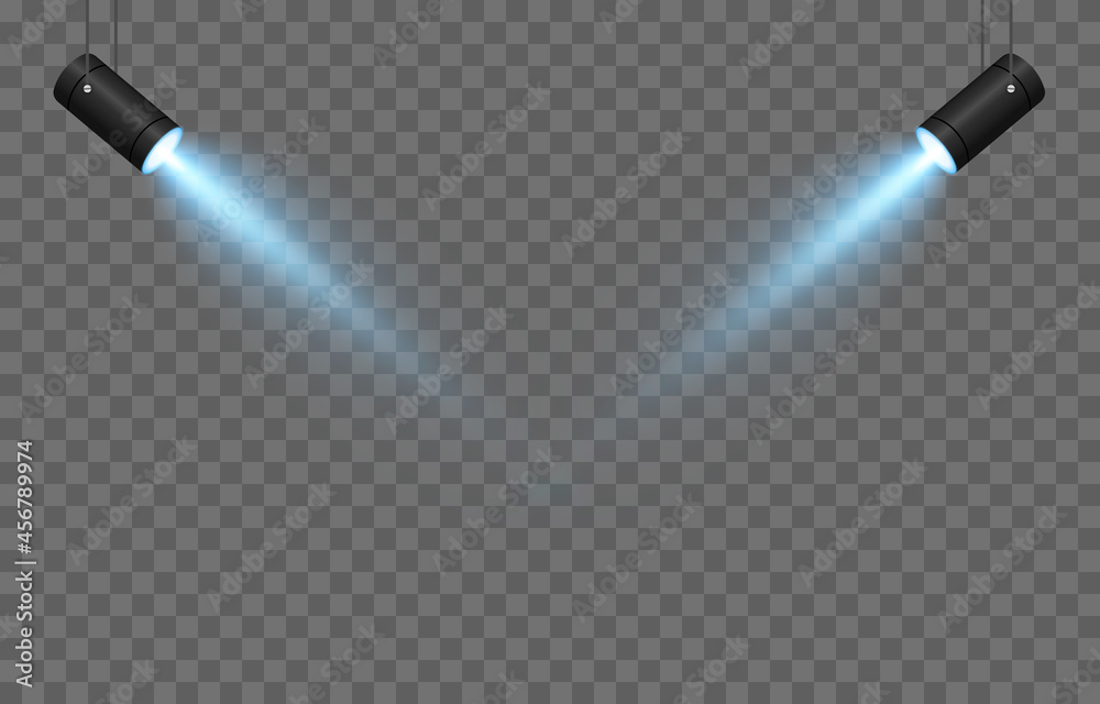 Vector light. Light source, studio lighting, walls, png. Blue light ...