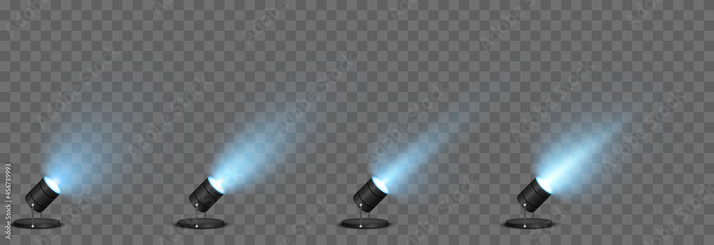Vector set of light. Light source, studio lighting, walls, png. Blue ...