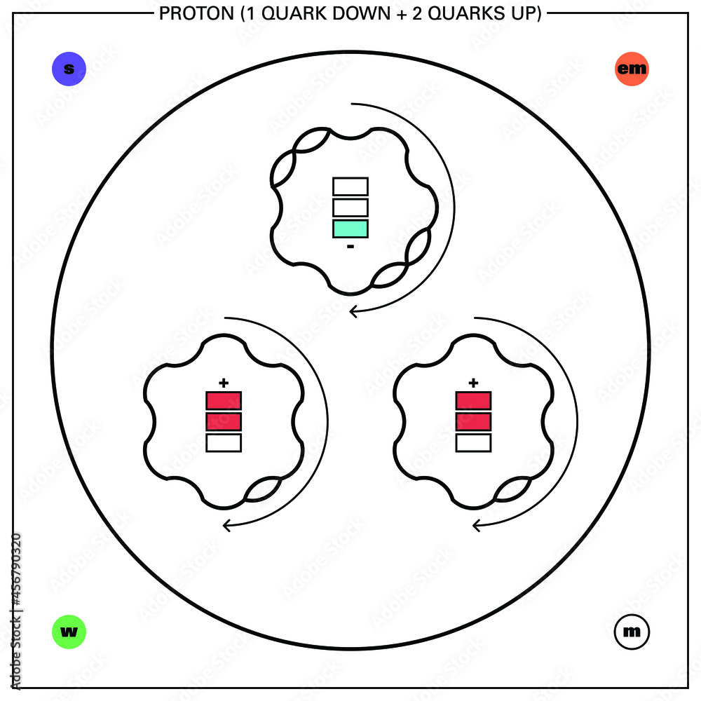 Conceptual vector illustration of a fermion hadron baryon, the proton ...