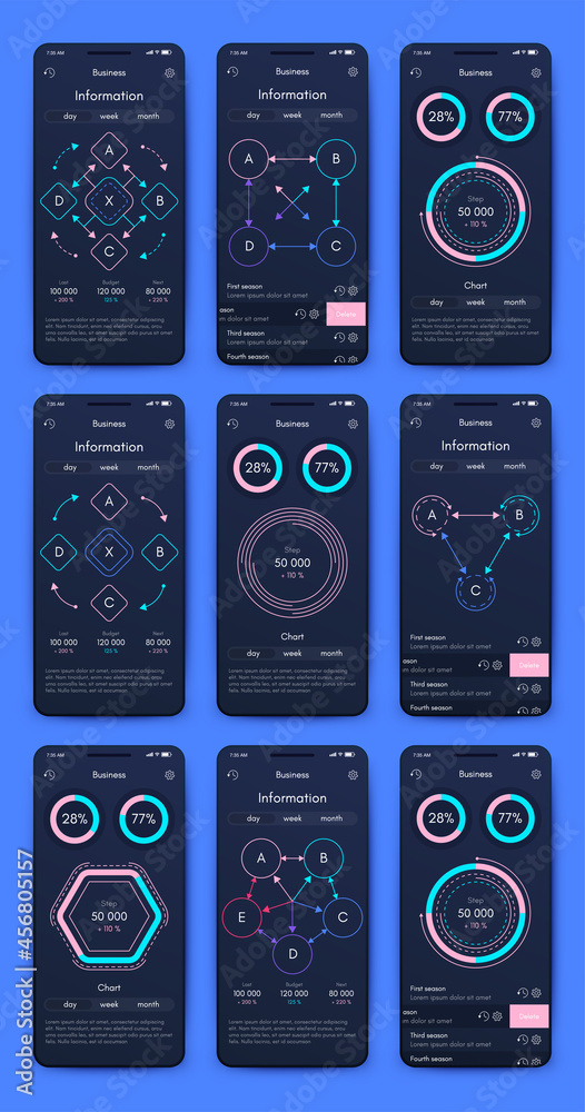 Vector graphics infographics with mobile phone. Template for creating ...