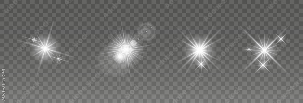 Set of light effect. Star, spotlight beams. Bright flash. Special ...