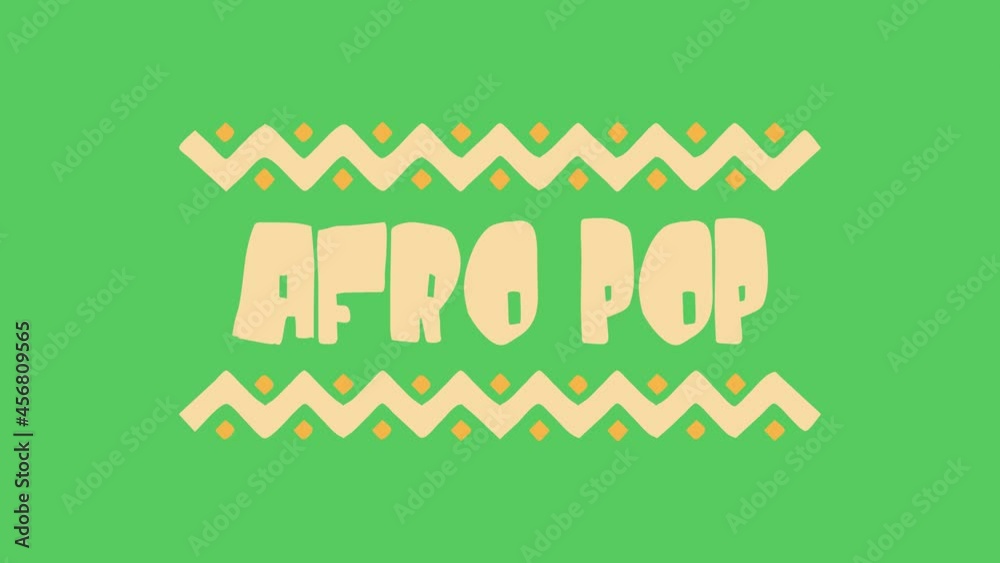 Afro Pop African music style. 4K color video. Animation Cartoon text on ...