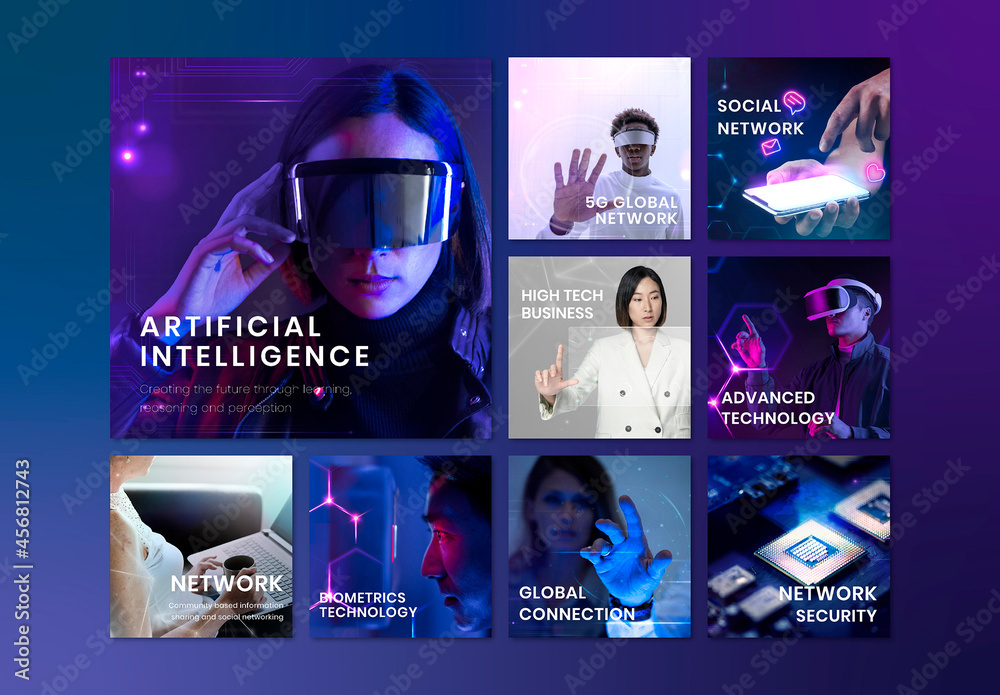 Social Media Digital Technology Layout Stock Template | Adobe Stock