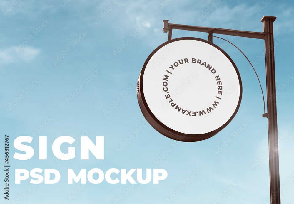 Round Classic Sign Post Mockup Stock Template | Adobe Stock