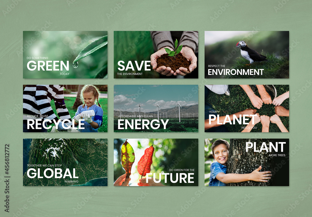 Environment Editable Presentation Template Set Stock Template | Adobe Stock