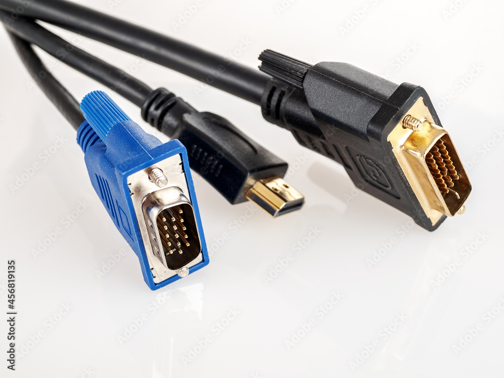 Hdmi, DVI, VGA video cables, connection of screens, monitors, displays ...