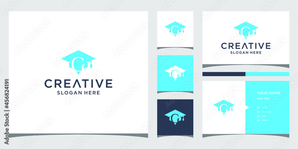 g graduation cap initial logo design Stock Vector | Adobe Stock