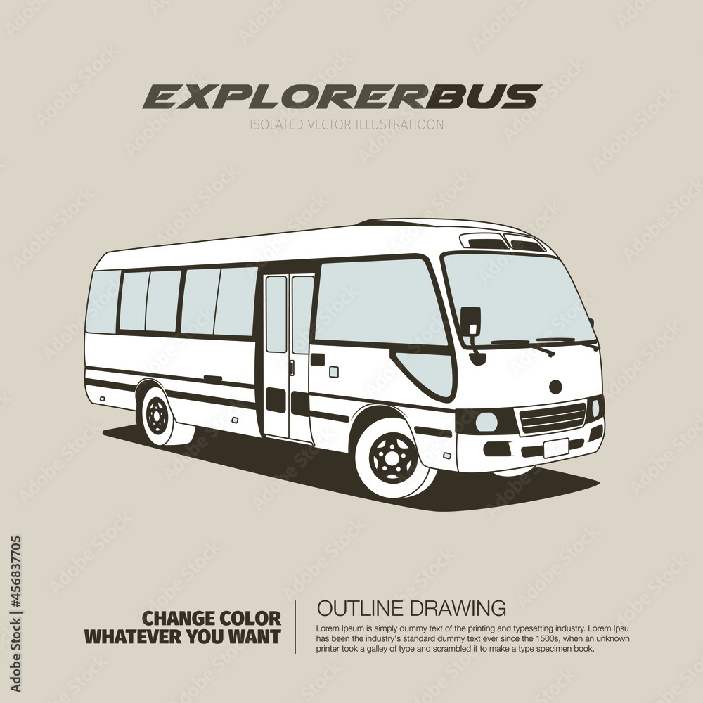 Bus transportation outline drawing vector illustration. Stock Vector ...