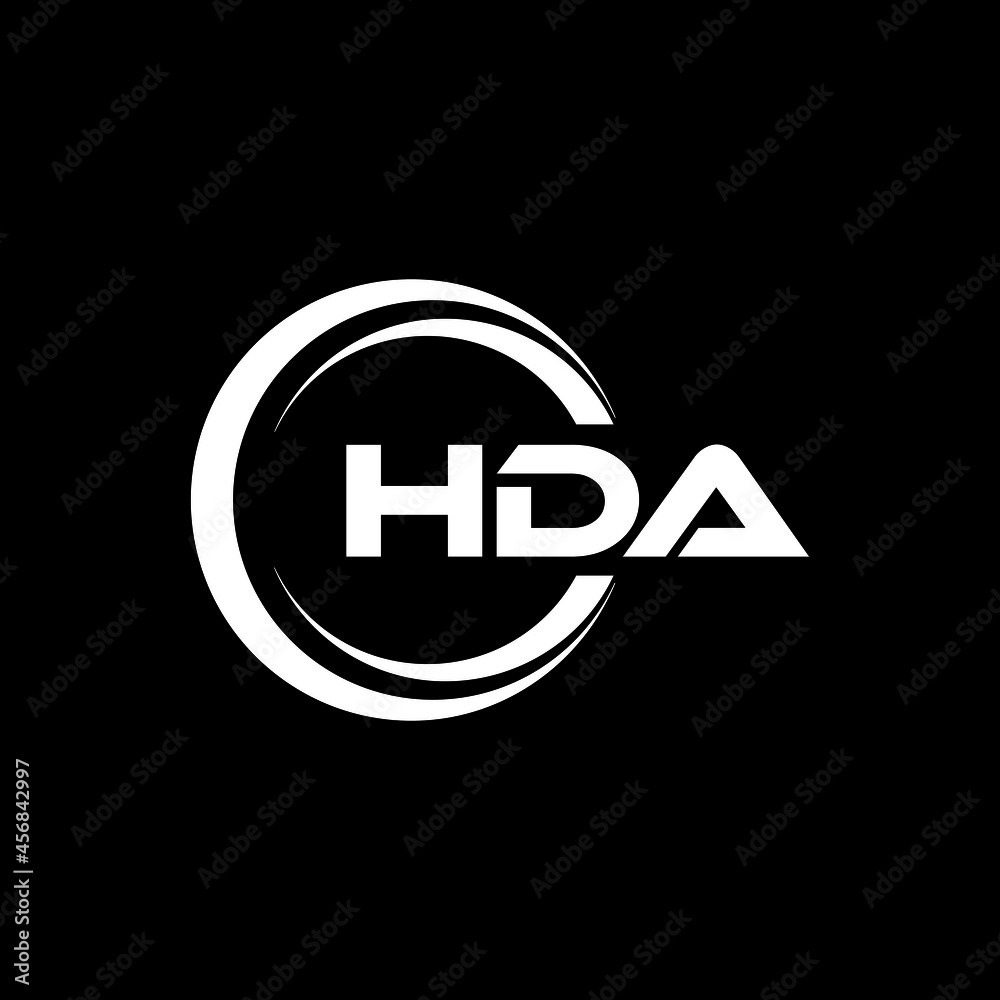 HDA letter logo design with black background in illustrator, vector ...