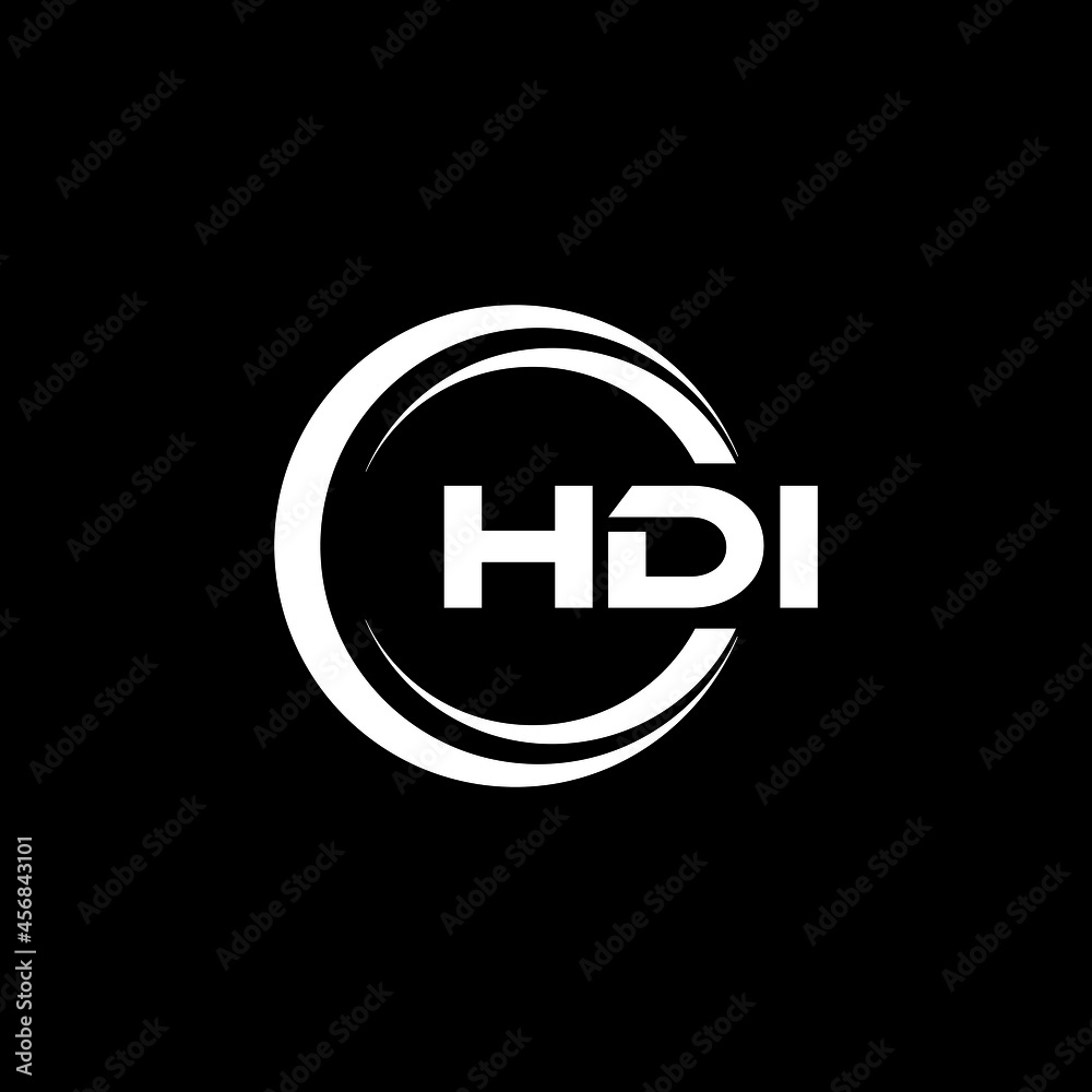 HDI letter logo design with black background in illustrator, vector ...
