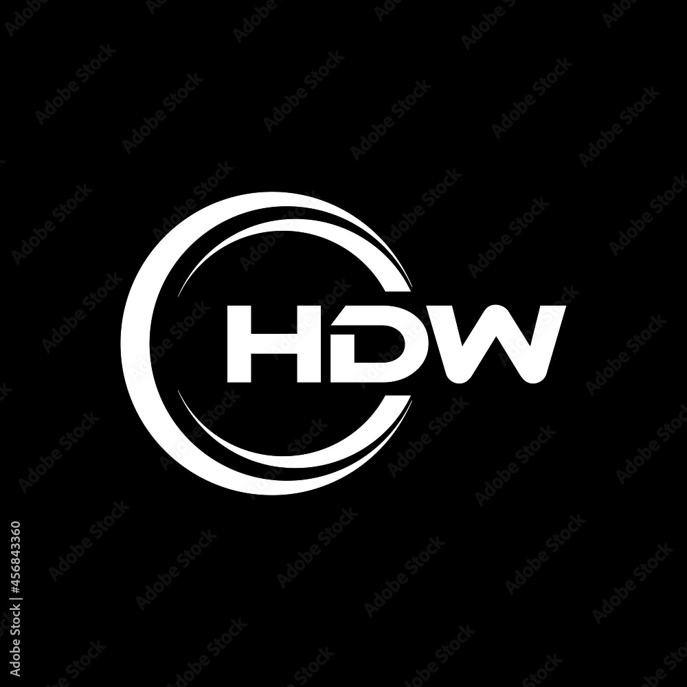 HDW letter logo design with black background in illustrator, vector ...
