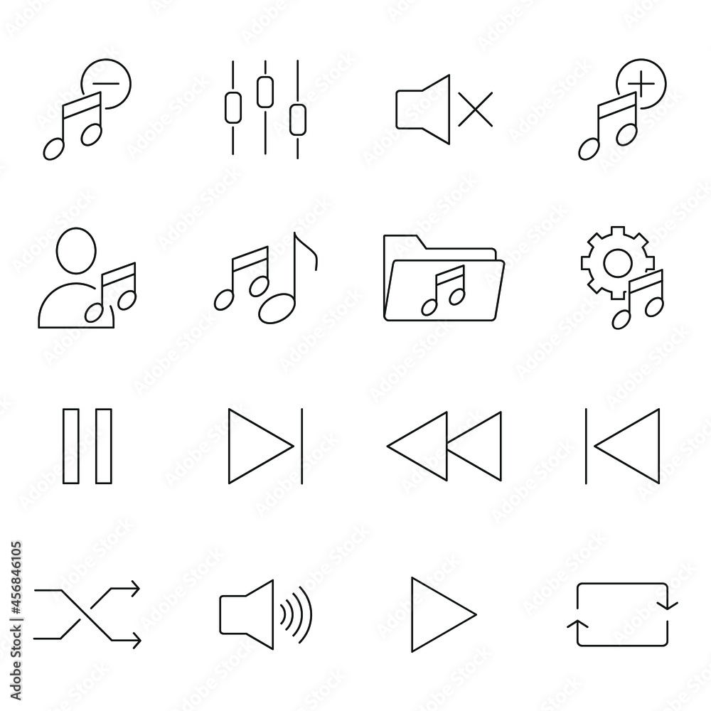 Music Control icons set. Music Control pack symbol vector elements for ...