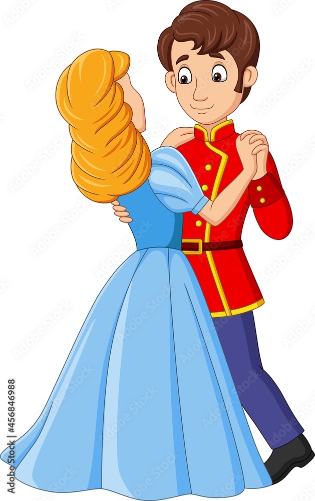Cartoon prince and princess dancing Stock Vector | Adobe Stock