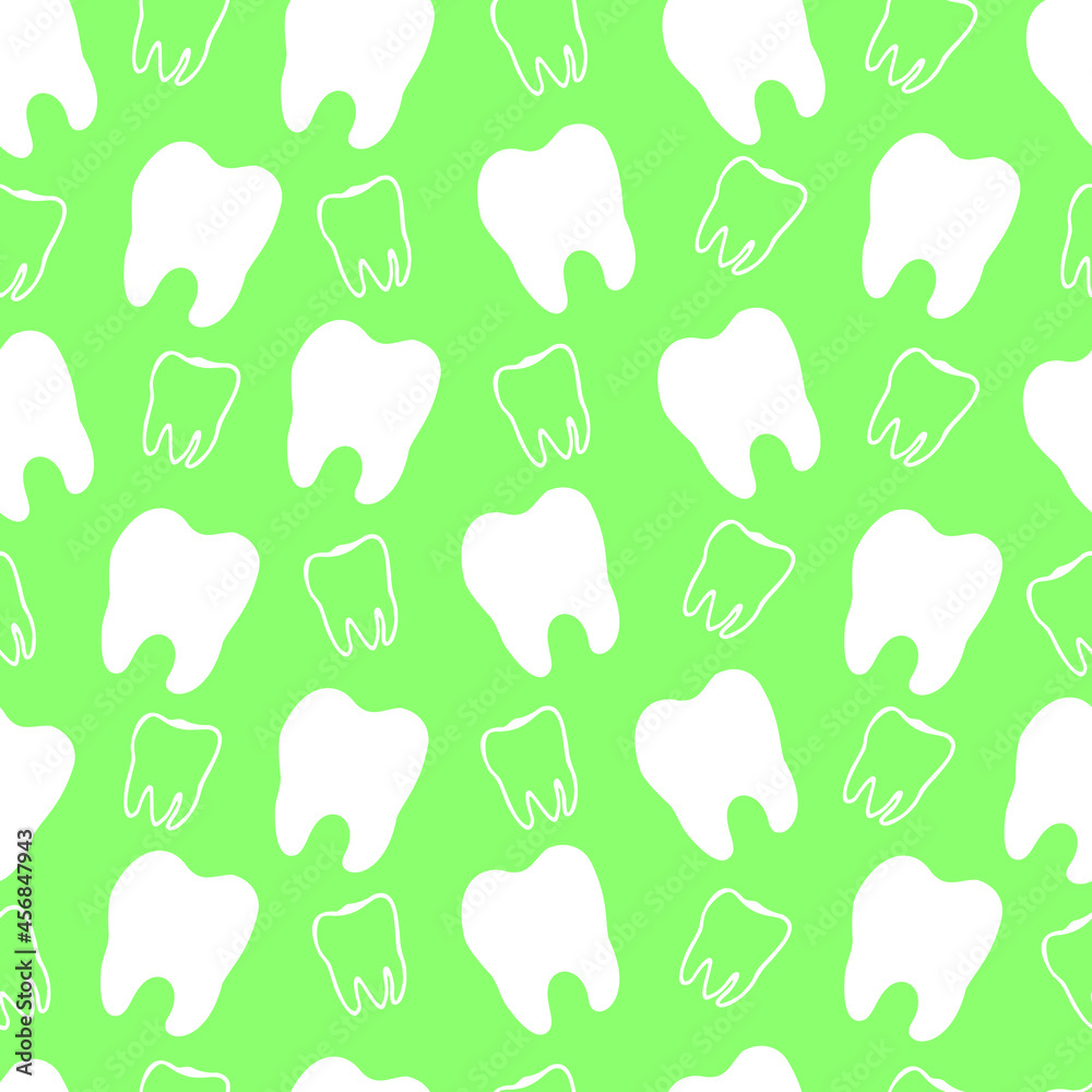 Dental composition. Vector color is green and white. Image of teeth and ...