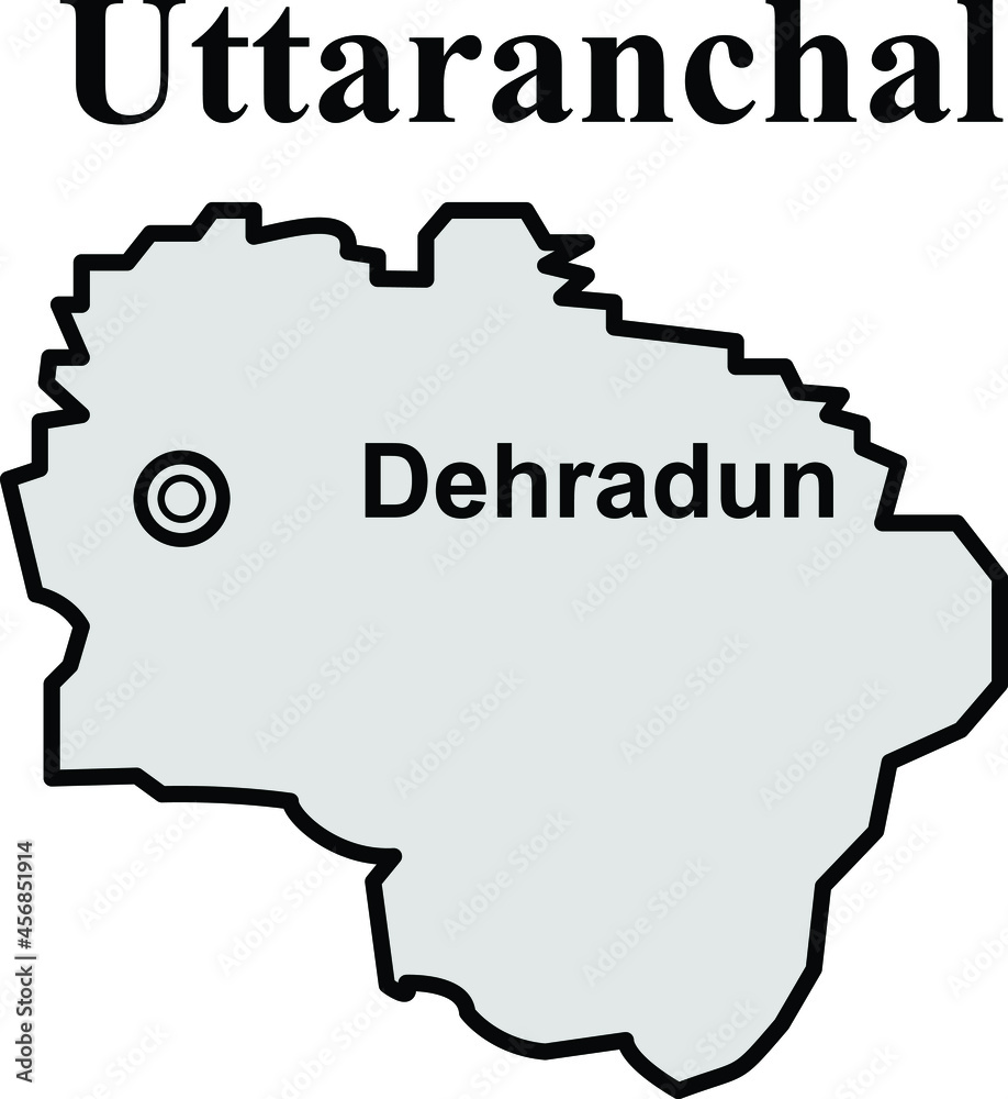 Uttaranchal state map, Indian state border capital dehradun Stock ...