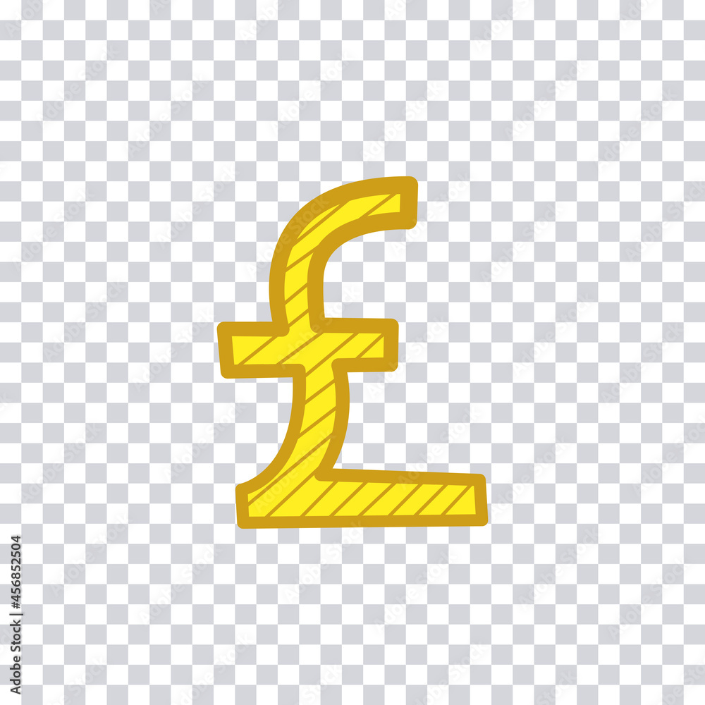 Hand drawn sign Pound isolated on transparent background. Color sketch ...