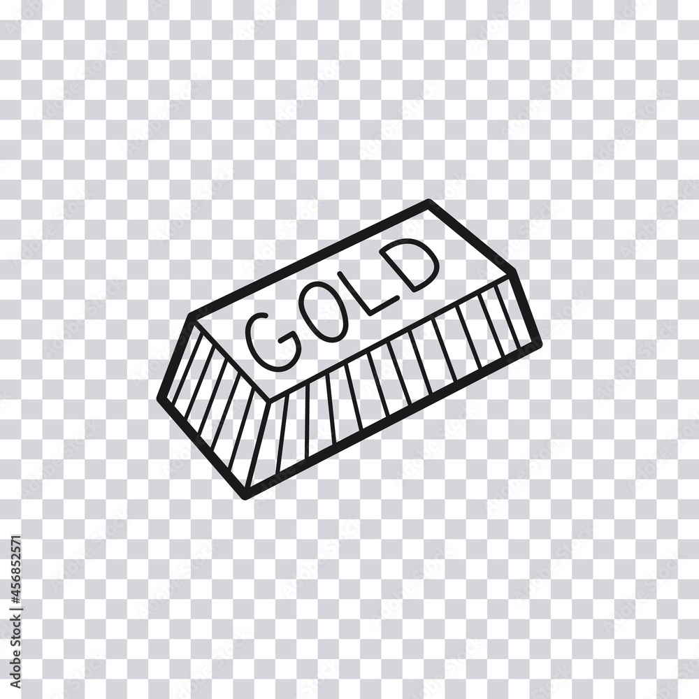 Hand drawn gold bar isolated on transparent background. Vector ...