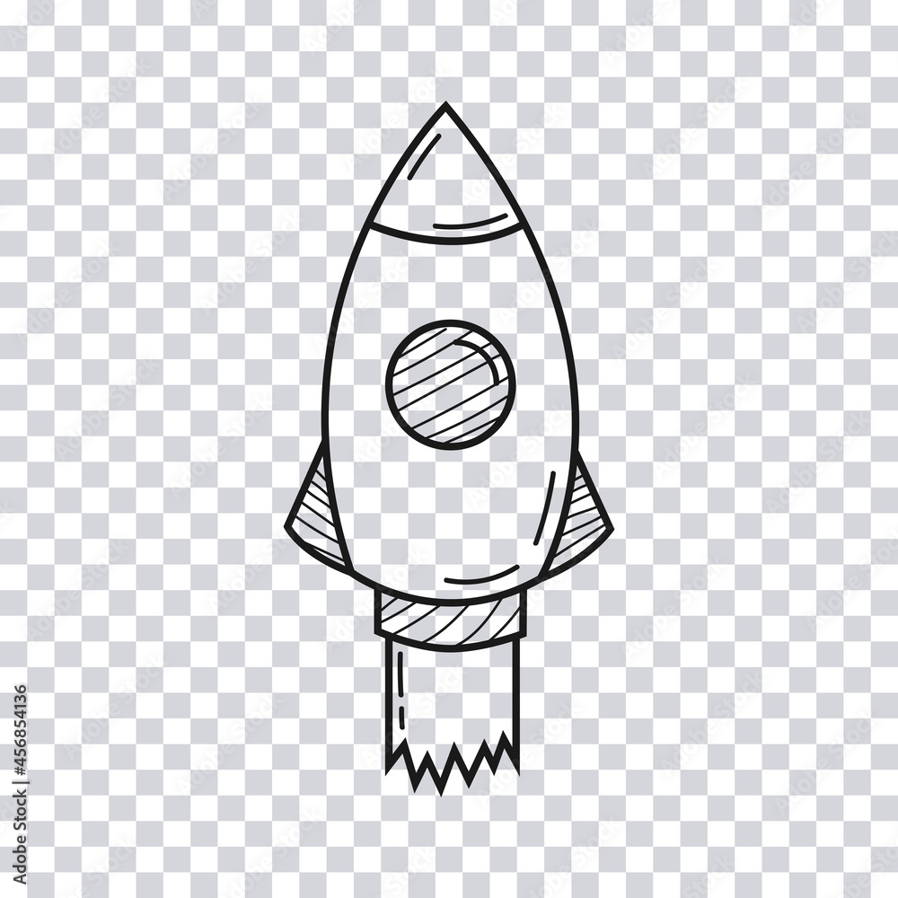 Hand drawn Rocket isolated on transparent background. Sketch. Vector ...