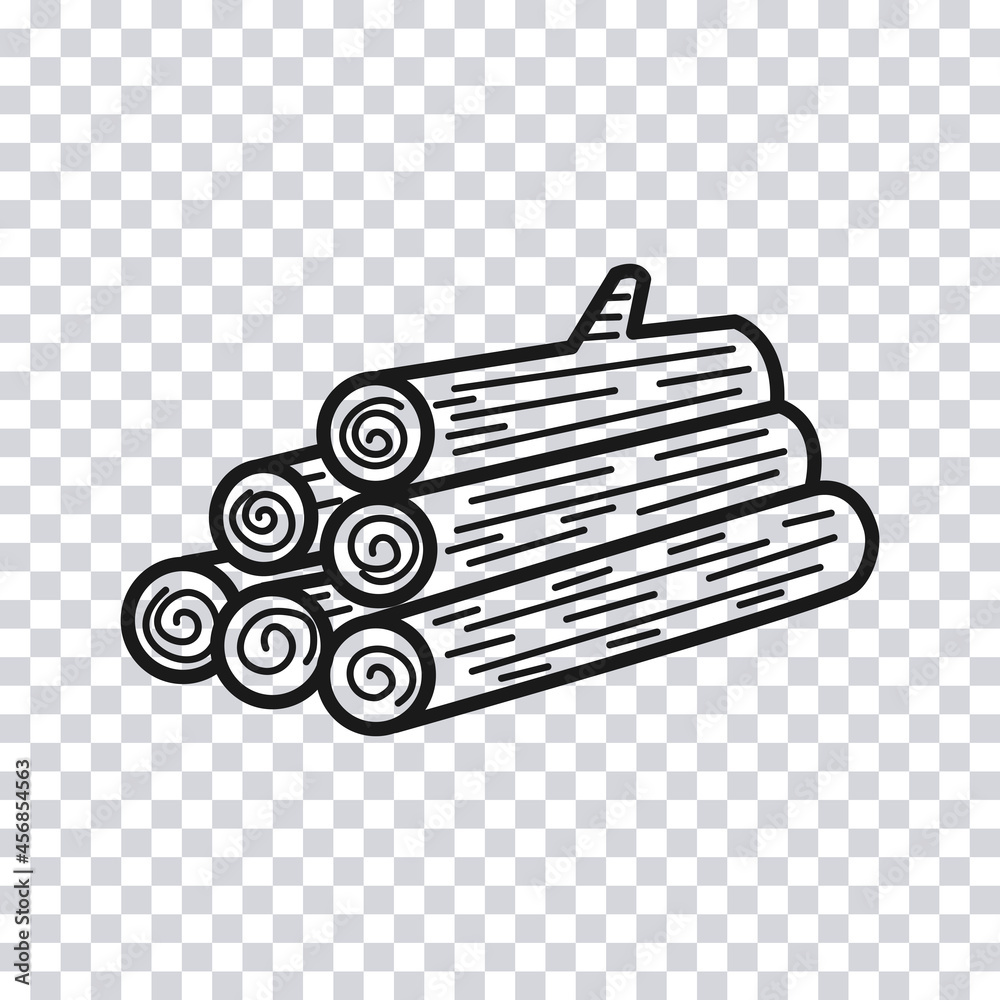 Hand drawn Firewood isolated on transparent background. Vector ...