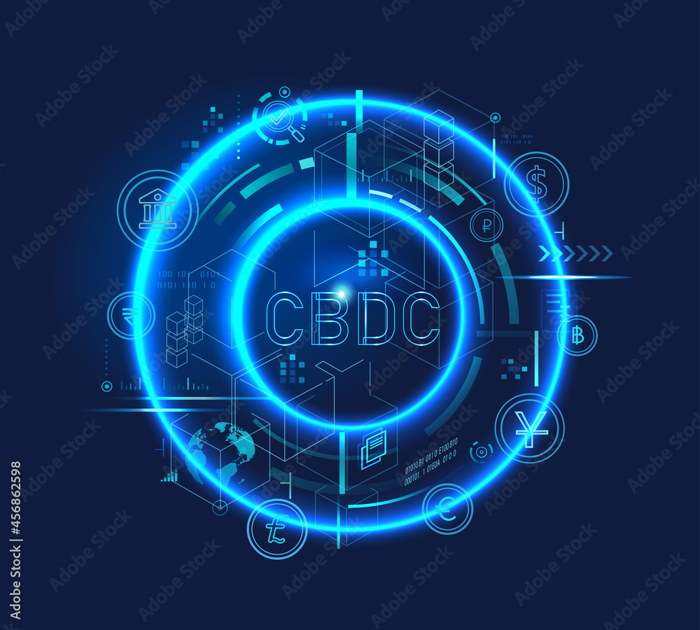 CBDC Central Bank Digital Currency banner logo for business technology, financial, blockchain ...