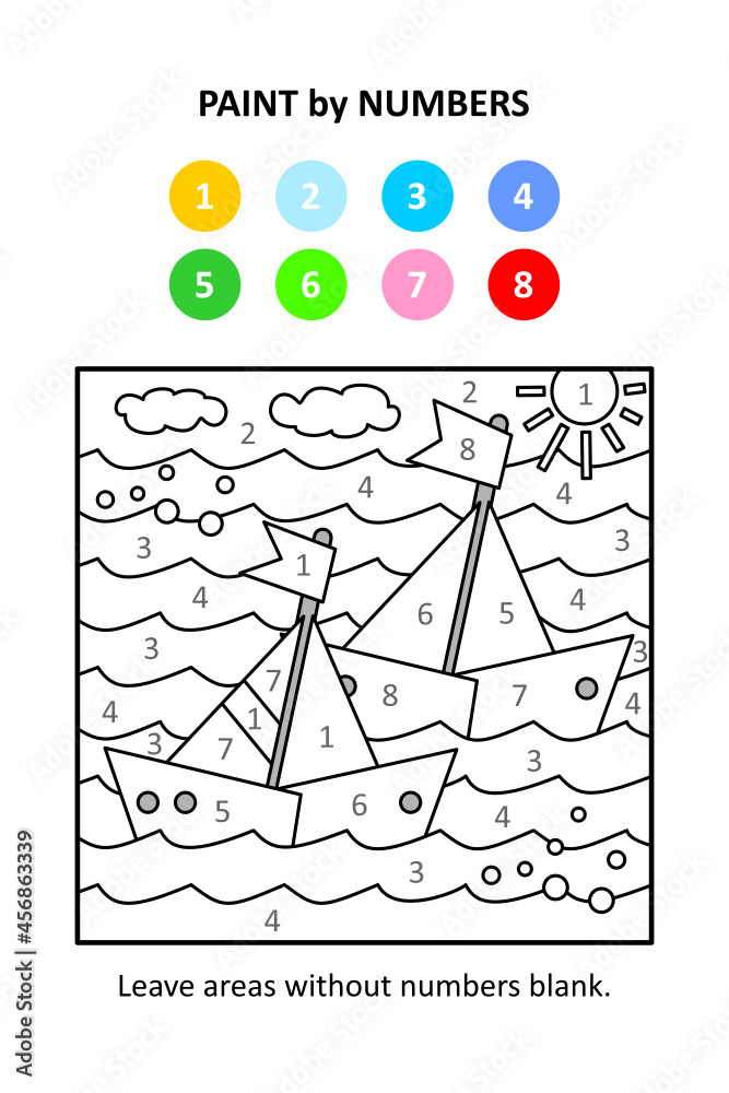 Paint by numbers, or color by code, else color by number, activity page ...