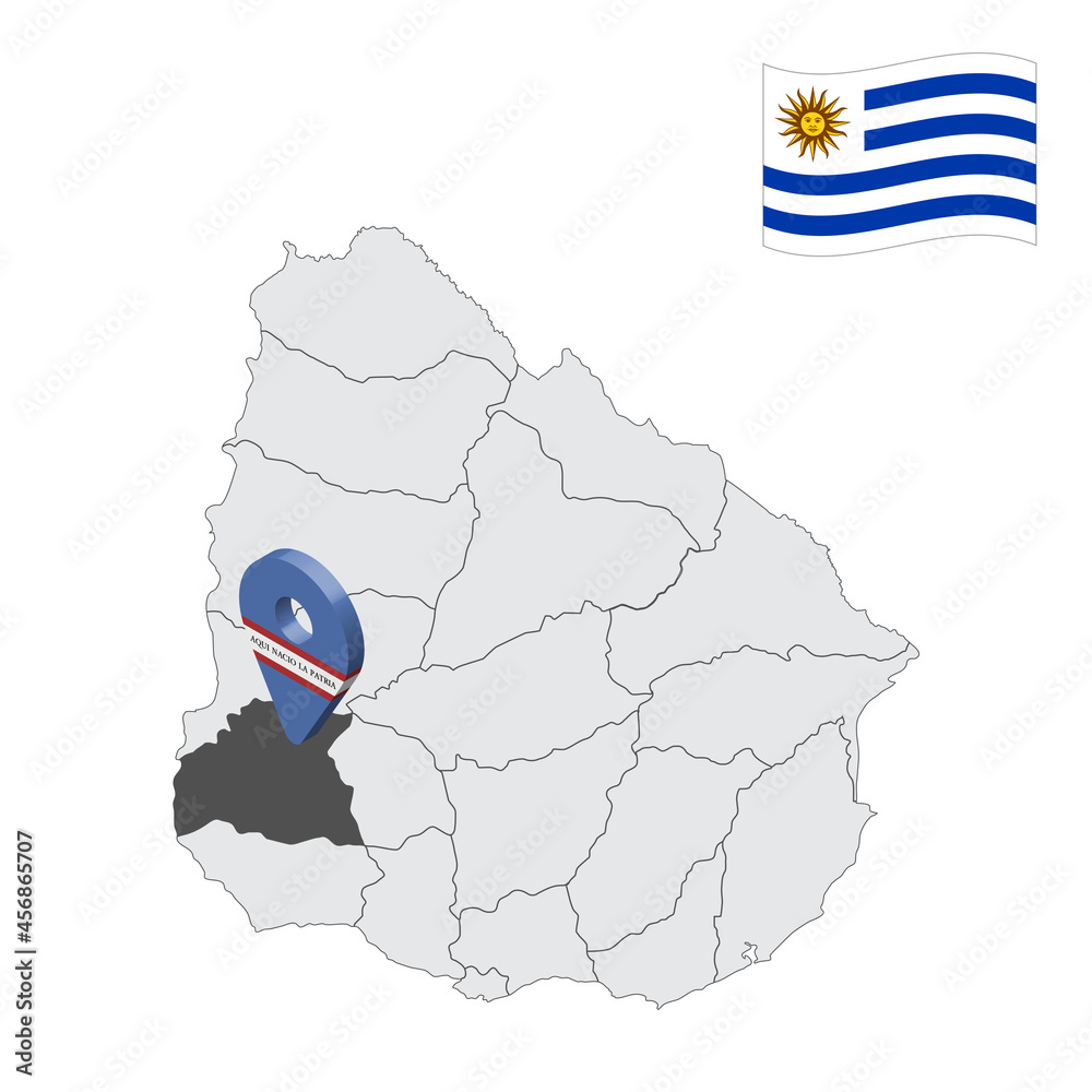 Location Soriano Department on map Uruguay. 3d location sign similar to ...
