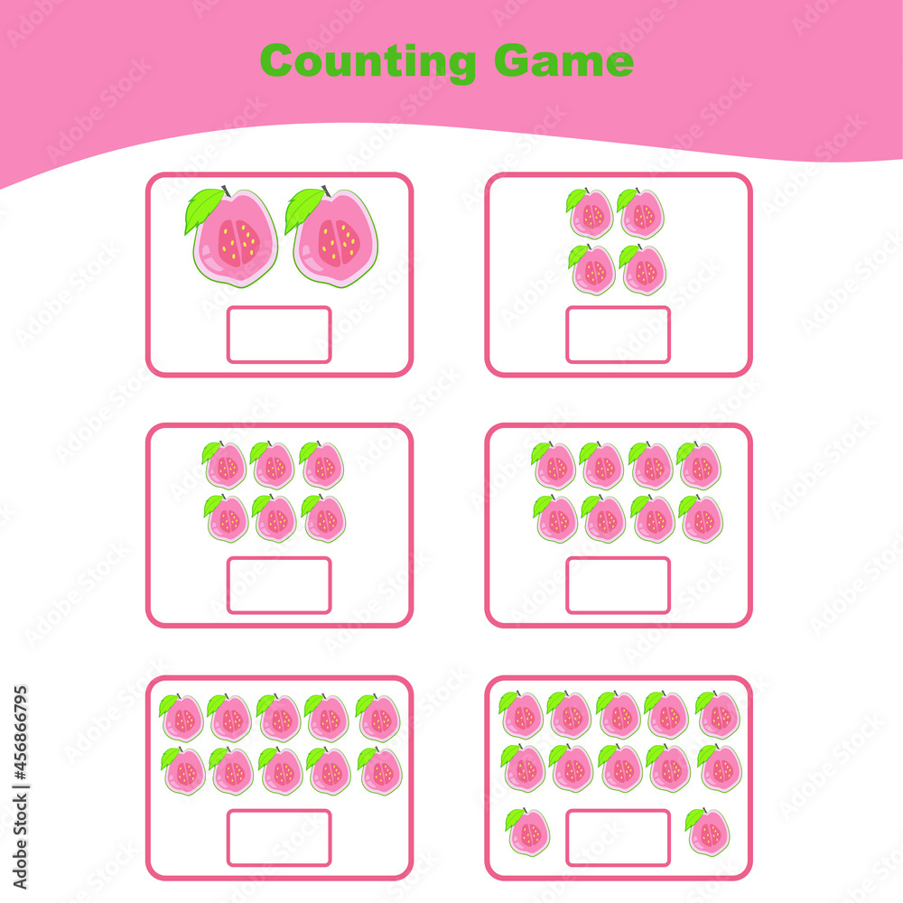 Counting all fruits game for Preschool. Educational printable math ...
