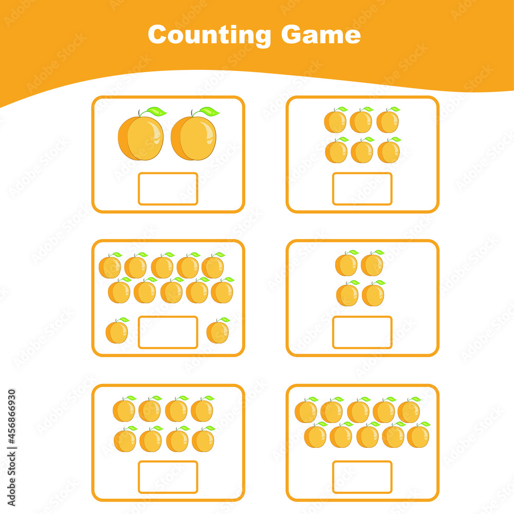 Counting all fruits game for Preschool. Educational printable math ...