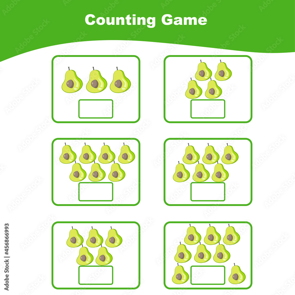 Counting all fruits game for Preschool. Educational printable math ...