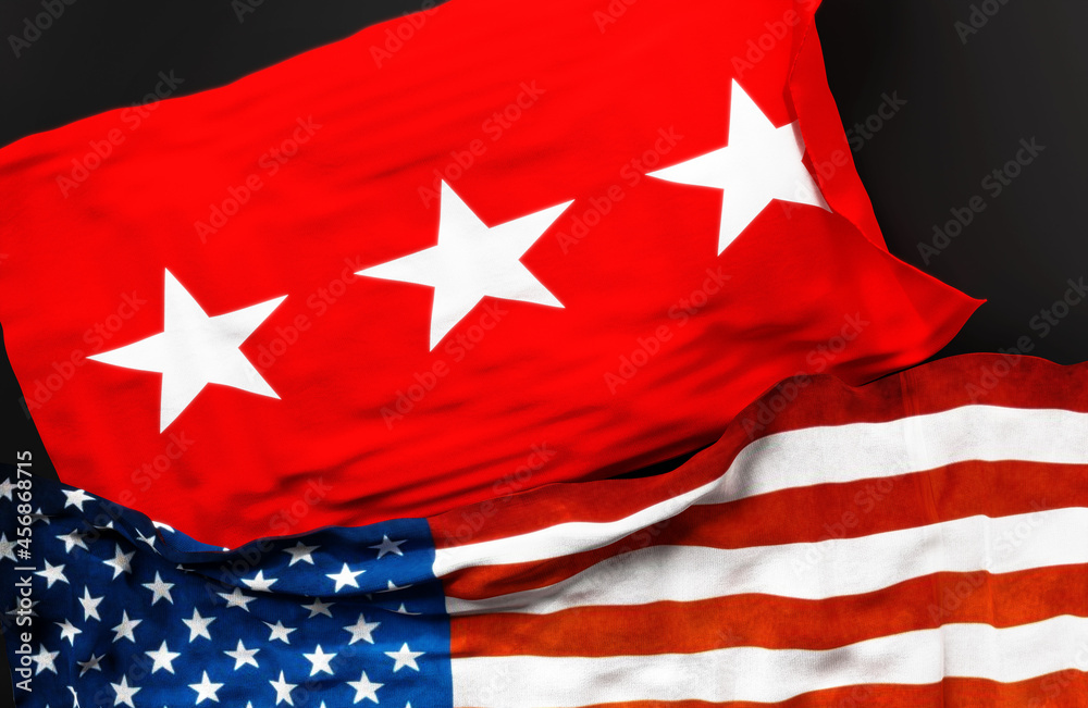 Flag of a United States Army lieutenant general along with a flag of ...