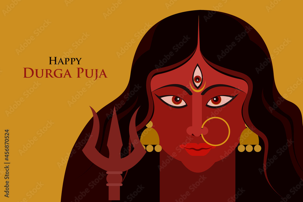 Goddess Durga with Trishul. Concept for Durga Puja festival Stock ...