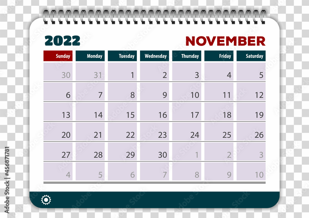 November 2022. Calendar planner design template. Week starts on Sunday ...