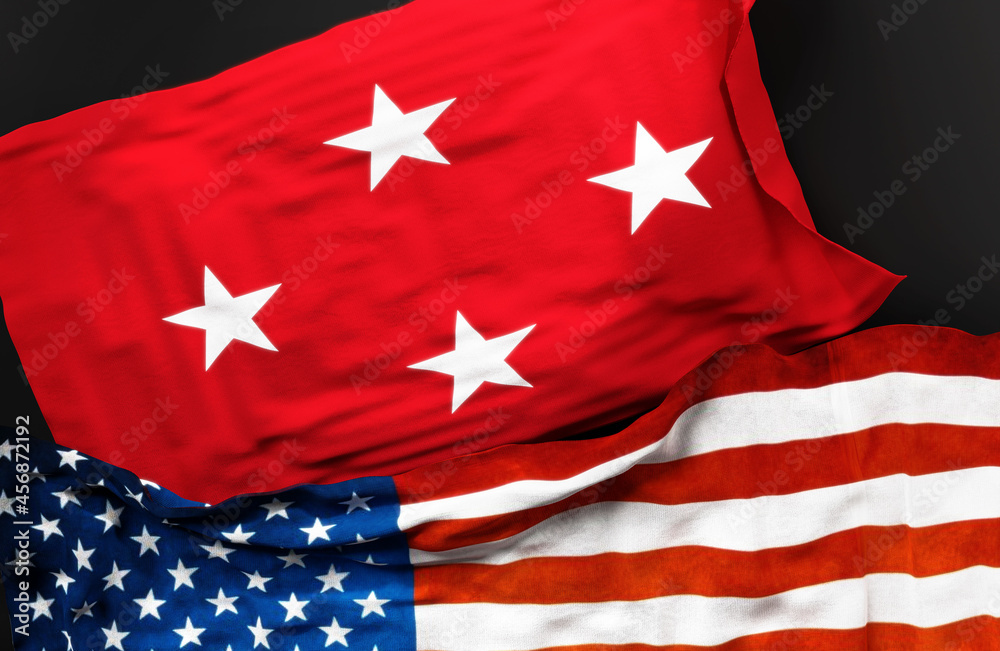 Flag of a United States Marine Corps general along with a flag of the ...