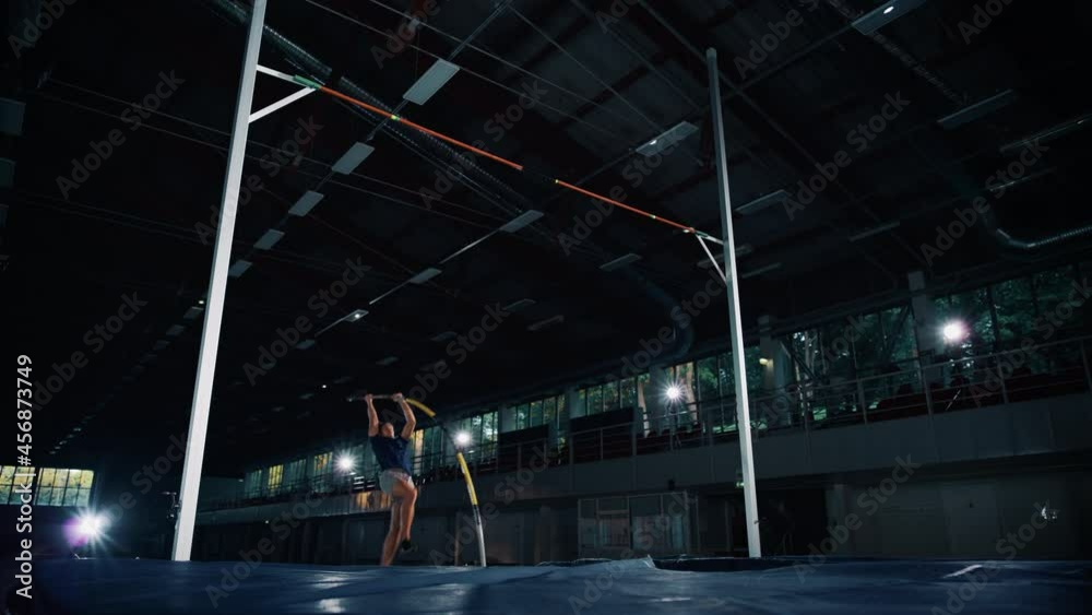 Pole Vault Jump Championship: Professional Male Athlete Running with ...