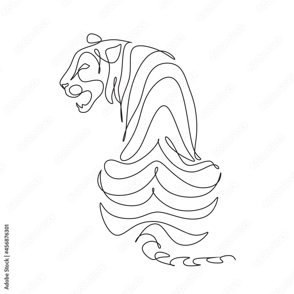 Tiger vector animal wild one line design. Chinese new year 2022 year of ...