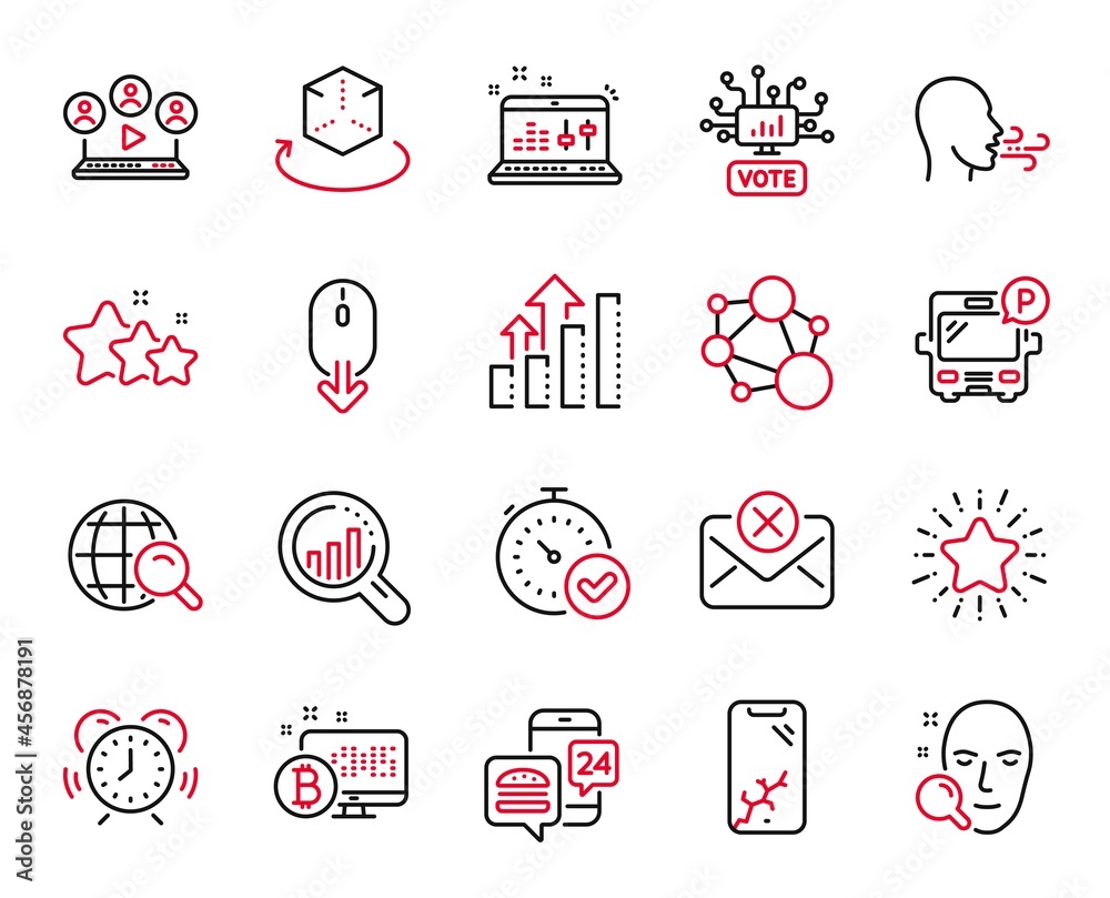 Vector Set of Technology icons related to Analysis graph, Online voting ...