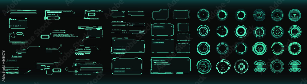 Big set futuristic HUD, UI / UX elements for HUD user interface. Circles, callouts, titles ...