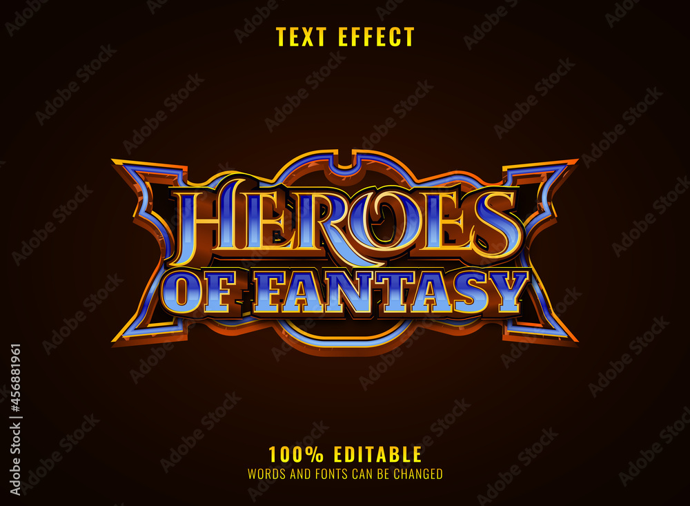 golden diamond heroes of fantasy rpg game logo title text effect with ...