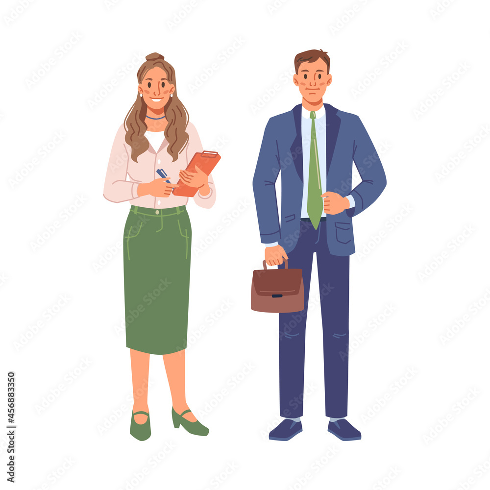 Young business people isolated flat cartoon man and woman. Vector ...