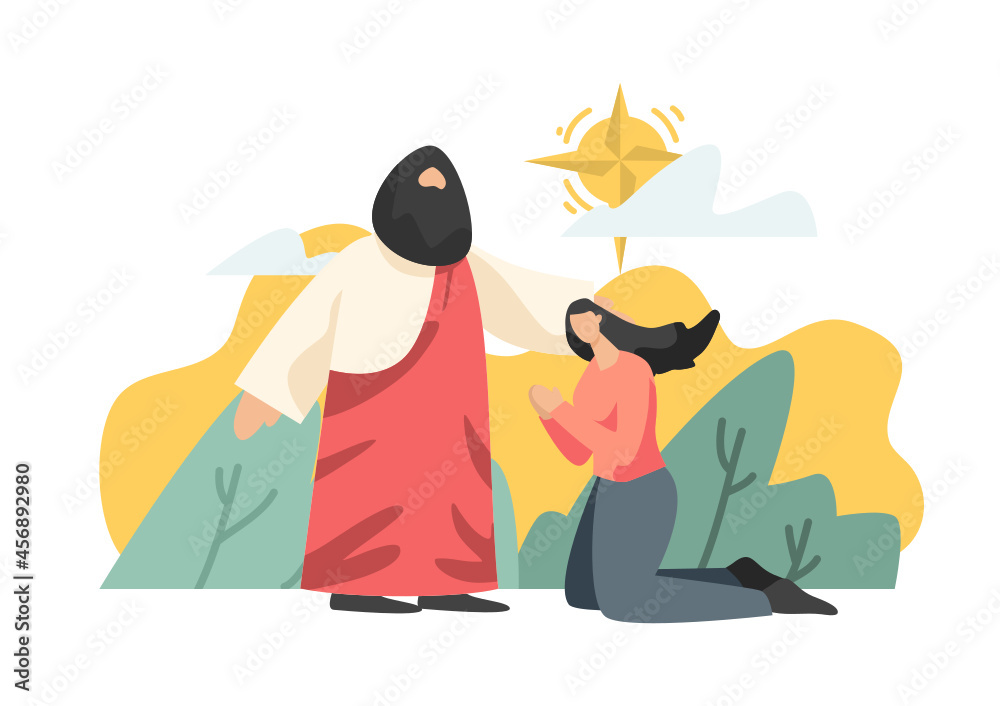 Cartoon drawings of Jesus with people in different ways. religious ...