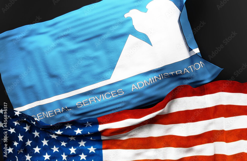 Flag of the General Services Administration 1973 to 1989 along with a ...