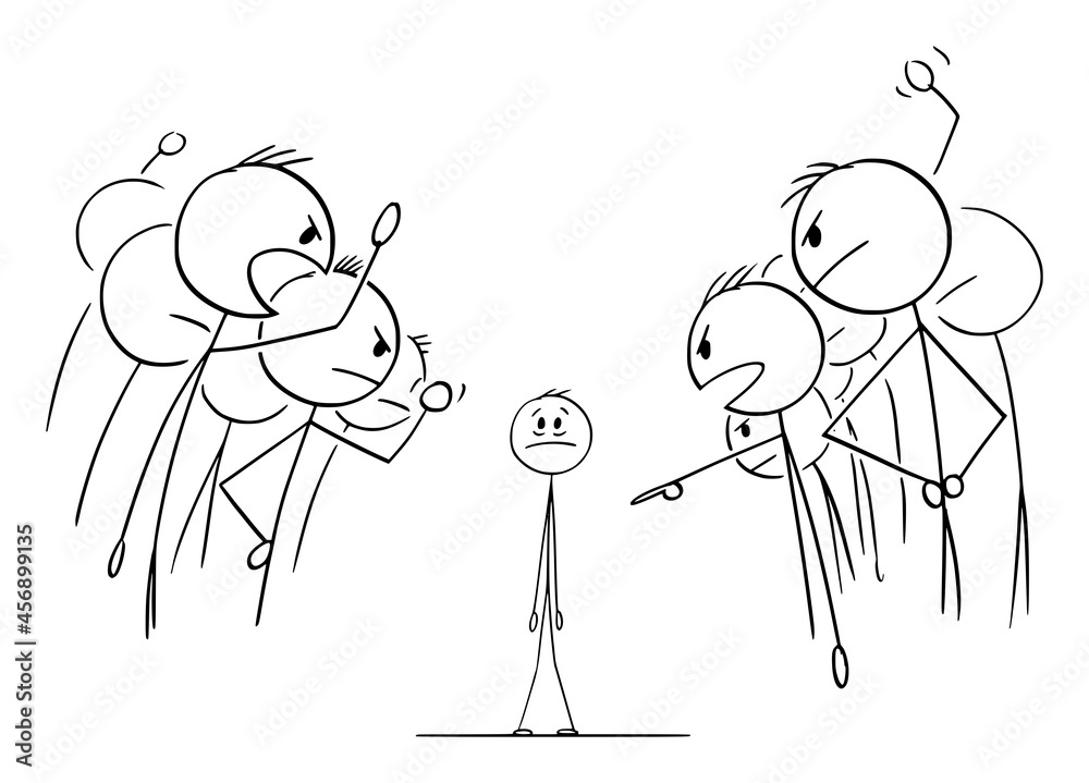 Crowd or People or Colleagues Is Blaming Guilty Person , Vector Cartoon ...