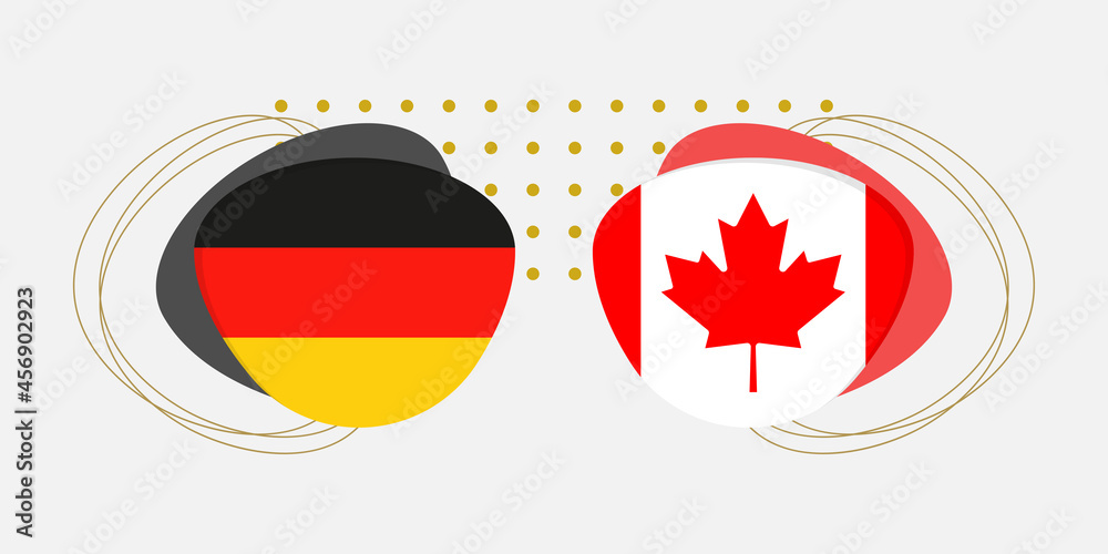 Germany and Canada flags. Canadian and German national symbols with ...